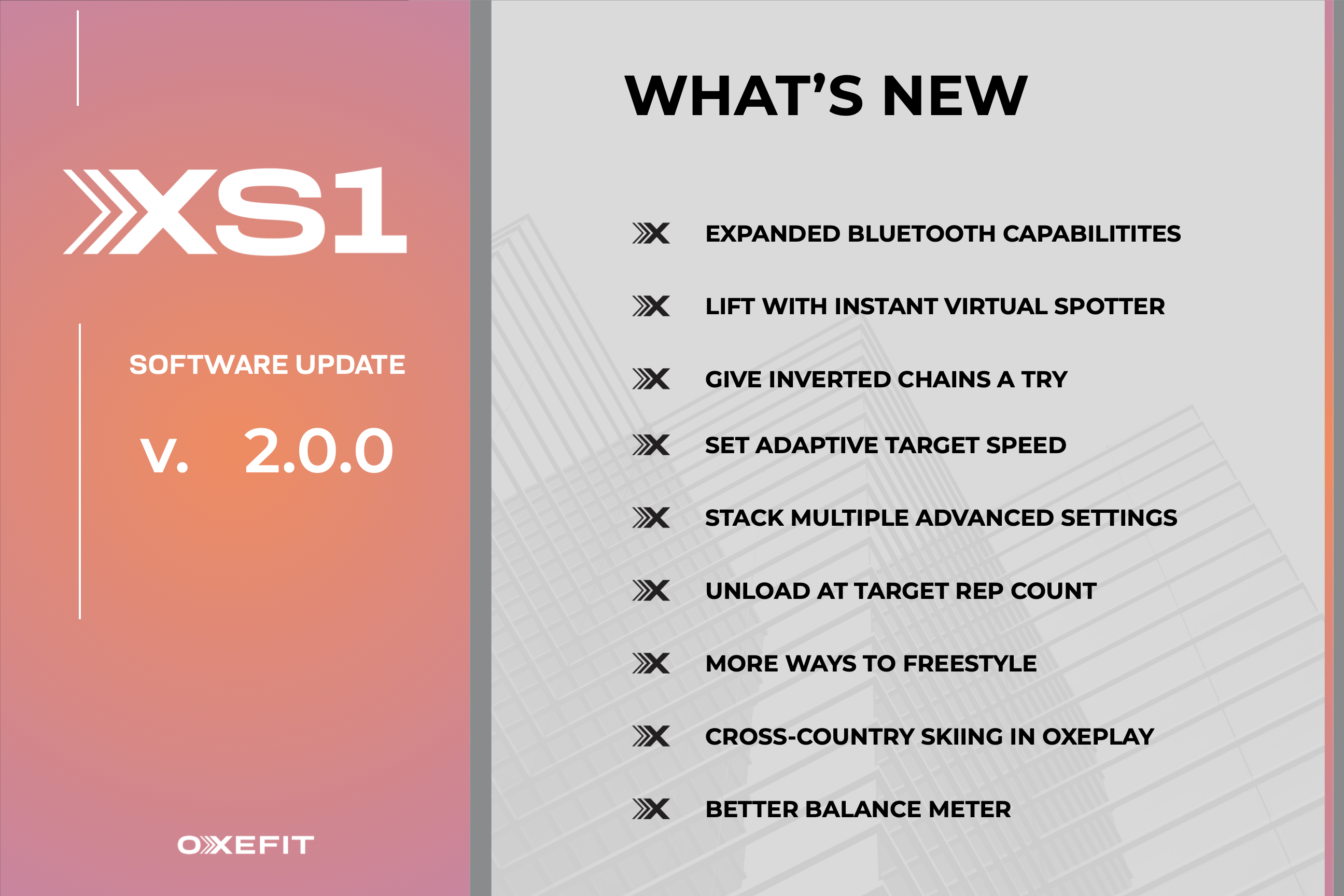XS1 ⦁ 2.0.0 Release Notes – OxeFit
